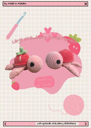 Large Strawberry Turtle CROCHET PATTERN - Etsy