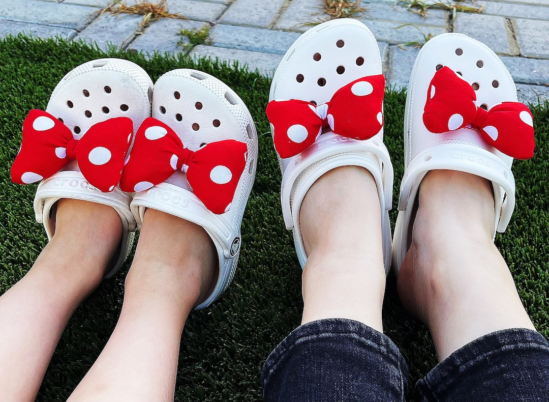 2pcs Red Puffy Polka Dot Bow Shoe Charm, Minnie Bow Charm for Crocs and ...