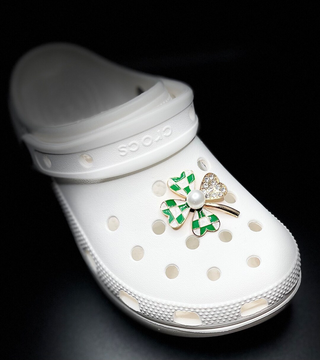 Clover Shoe Charm With Rhinestone and Pearl for Crocs, Four Leaves ...