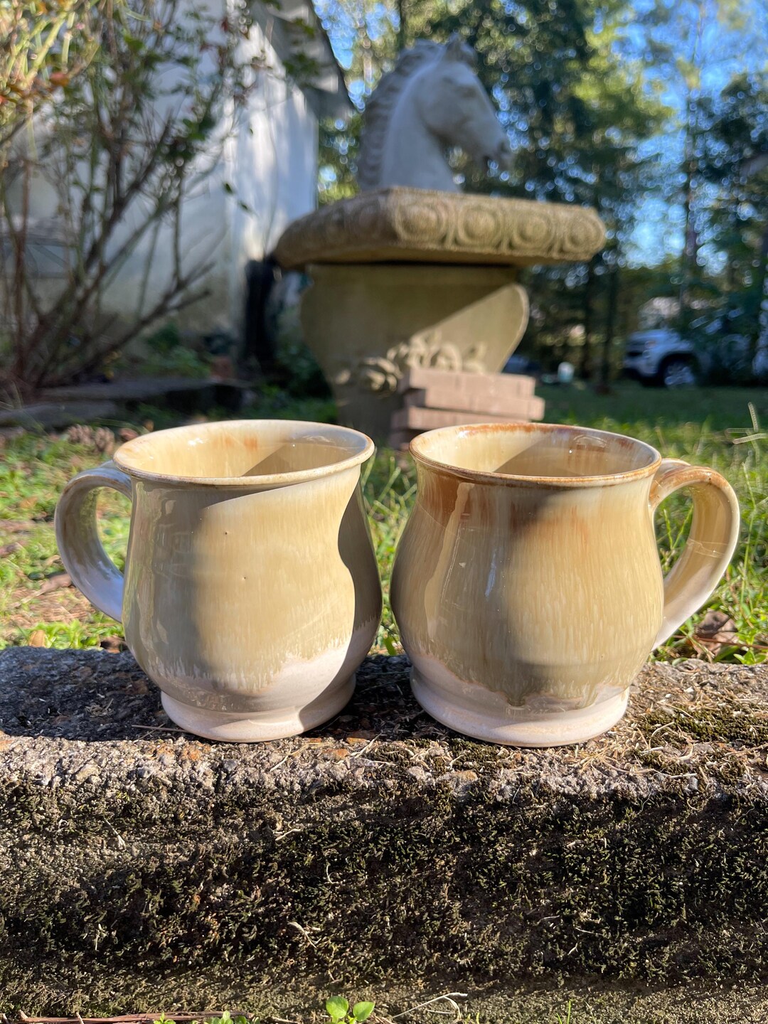 Honey Cream and White Coffee Mugs | Handmade Mugs | Ceramic Coffee Cups ...
