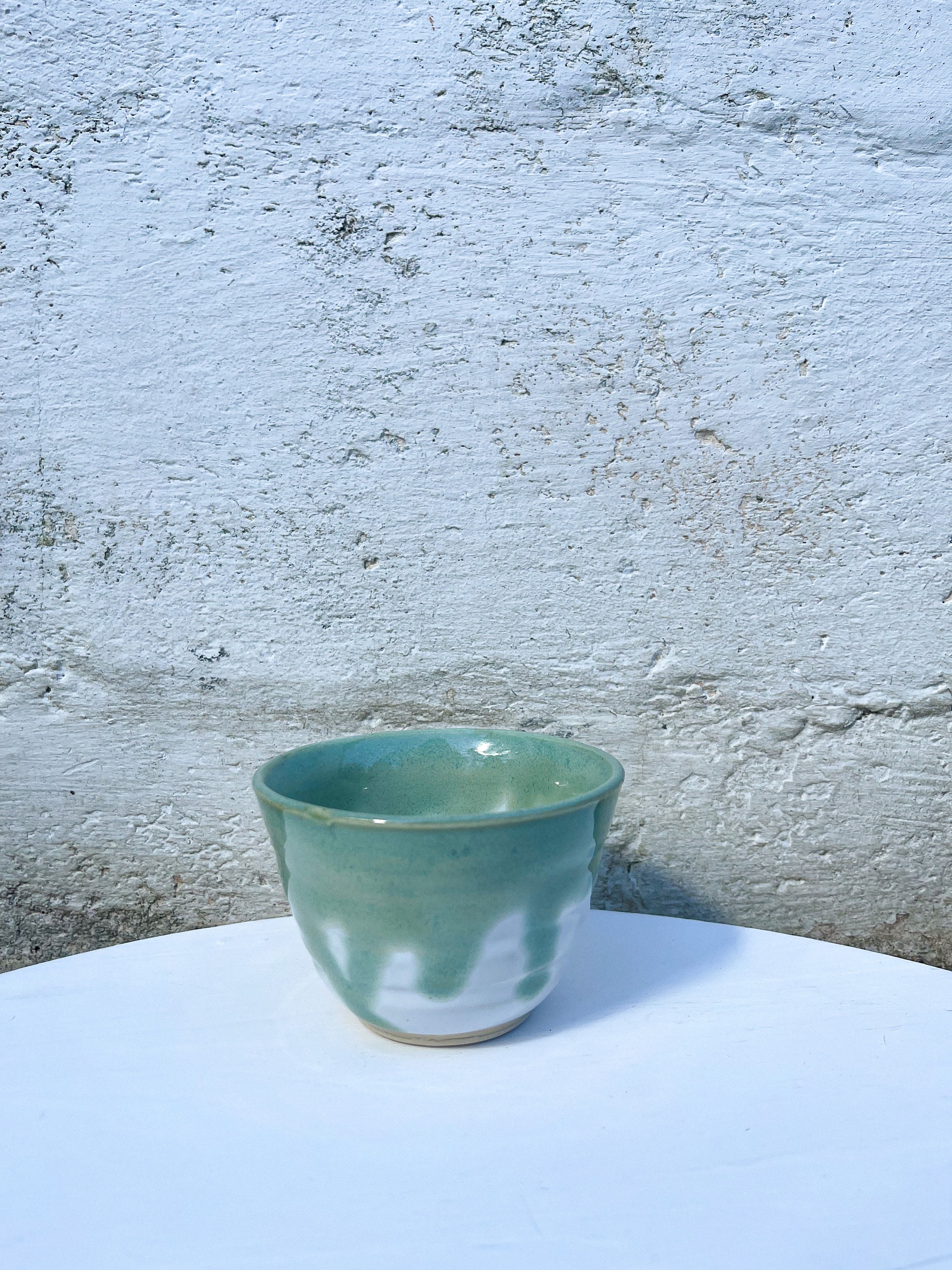 Matching Small Cup and Bowl Set | Ceramic White and Green Cup and Bowl ...