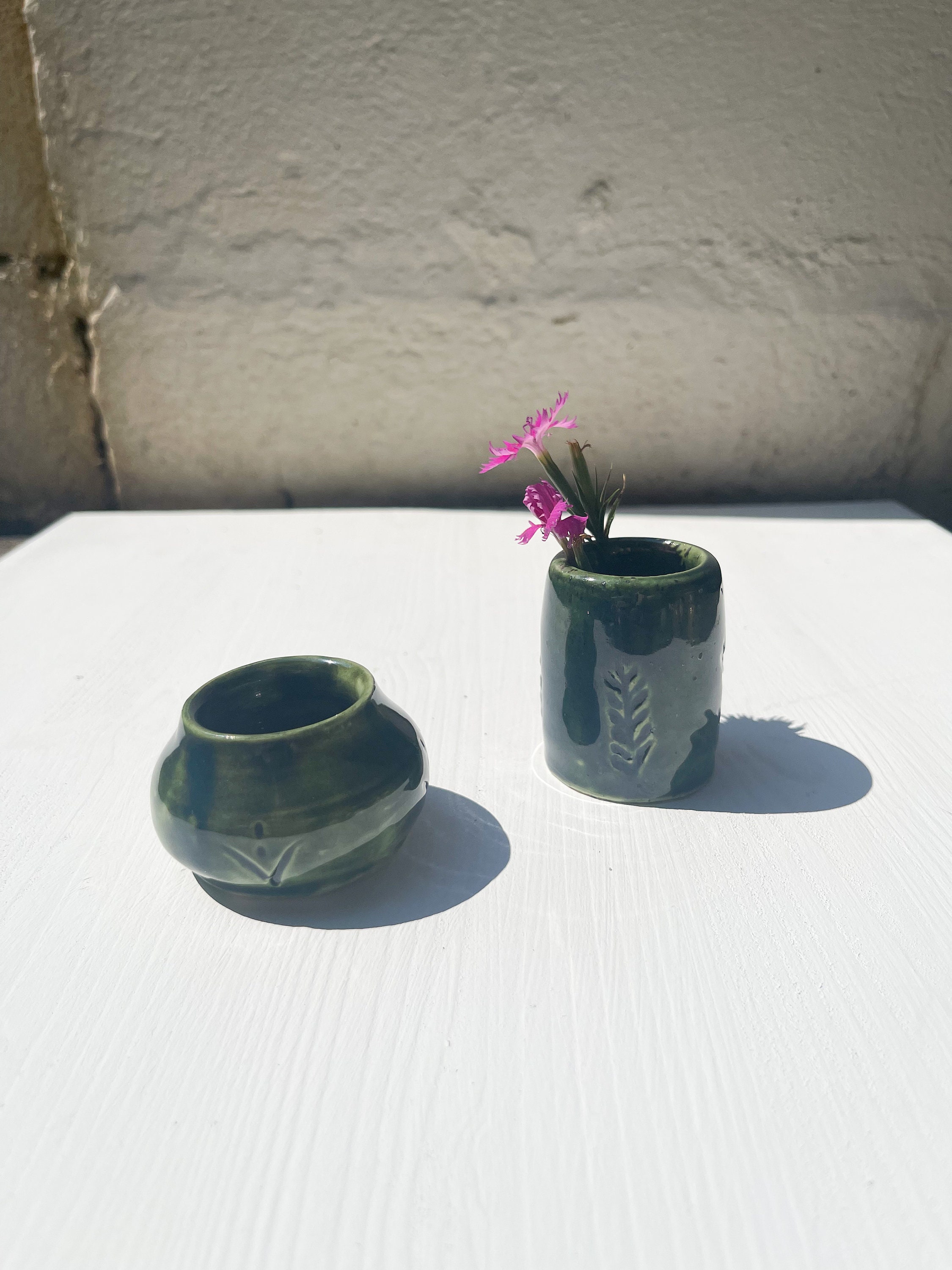Emerald Green Mini Vases Tiny Ceramic Vases Miniature Vases Handmade ...