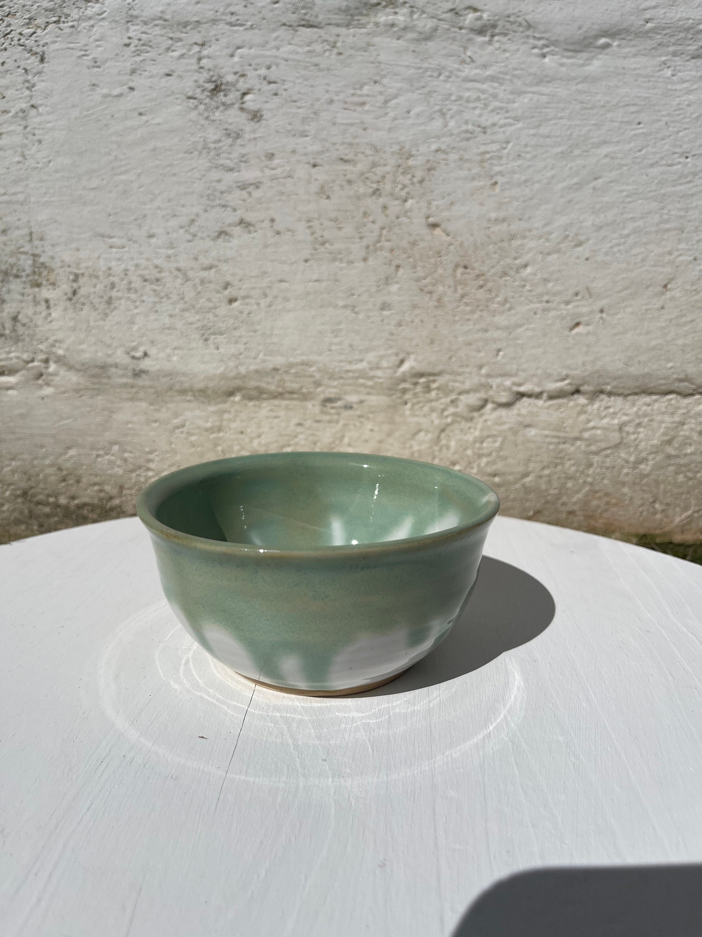 Matching Small Cup and Bowl Set | Ceramic White and Green Cup and Bowl ...