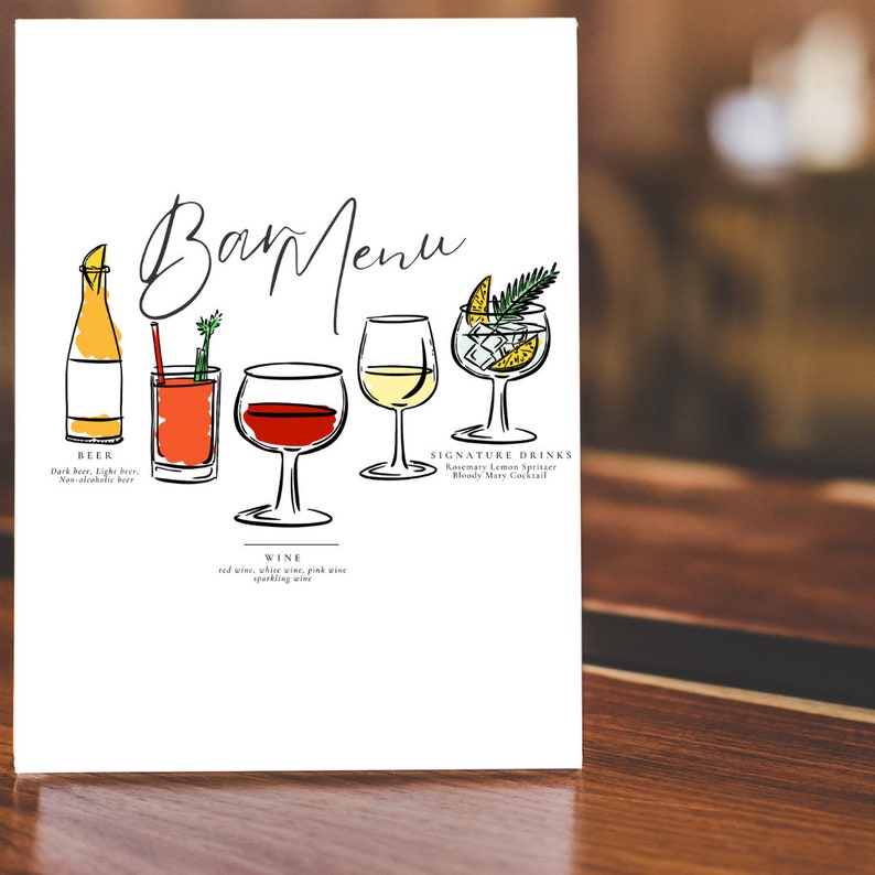 Bar Menu Template Modern Editable Drink Menu Template - Etsy