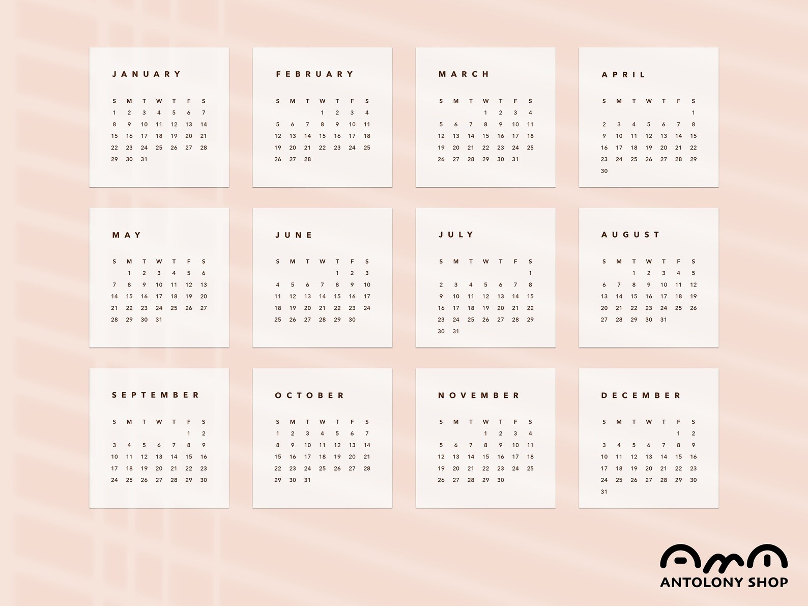 Printable Mini 2024 Calendar | Mini Monthly Calendar | Minimalist ...