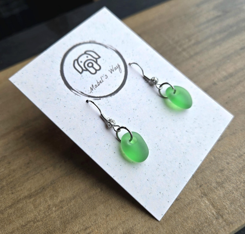 Teardrop Green Sea Glass Dangle Earrings - Etsy