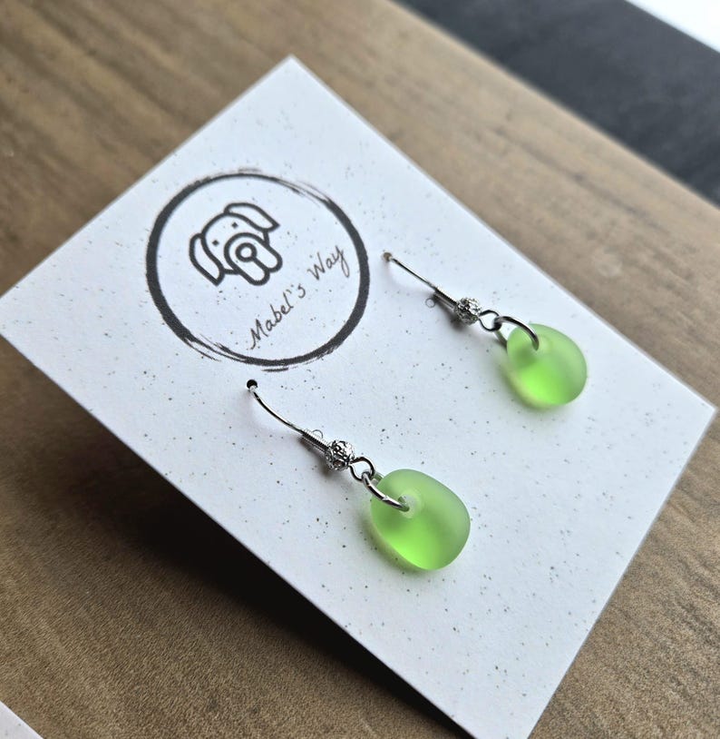 Teardrop Green Sea Glass Dangle Earrings - Etsy