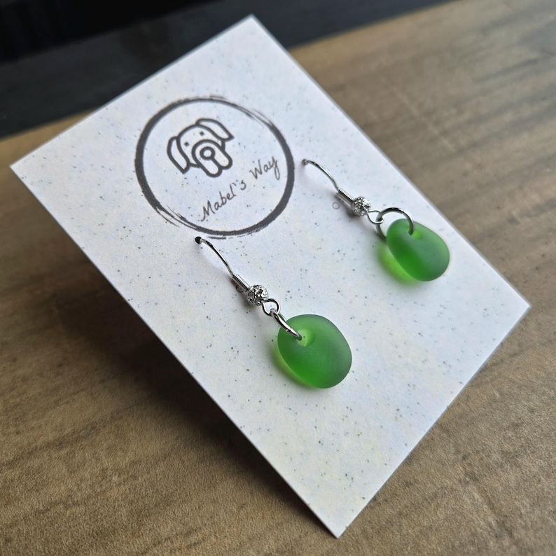 Teardrop Green Sea Glass Dangle Earrings - Etsy