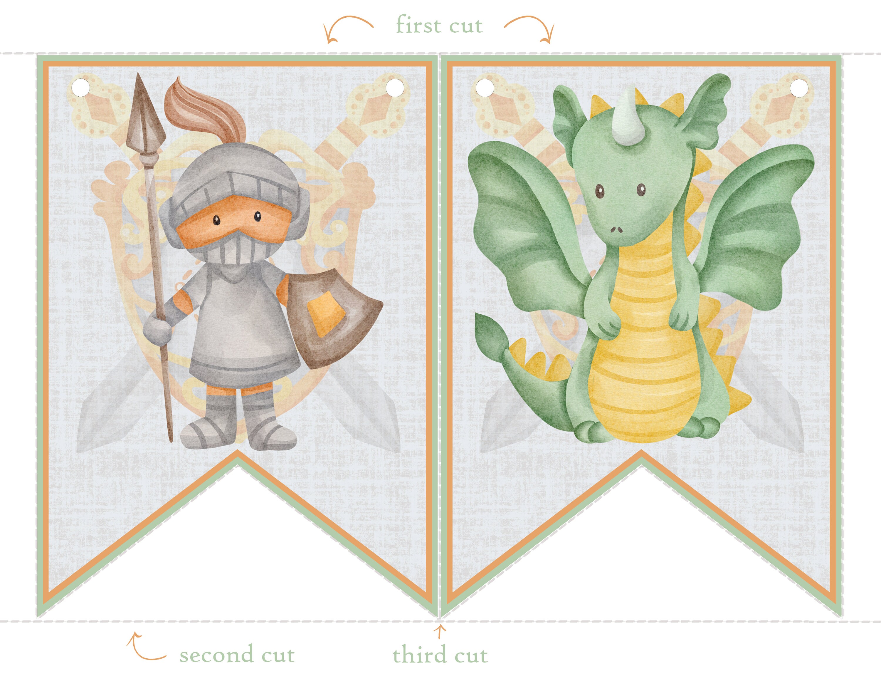 Of Knights and Dragons Printable Banner, Little Knight Banner, Dragon ...
