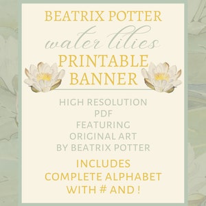 Beatrix Potter Water Lily Banner, Beatrix Potter Birthday Banner ...