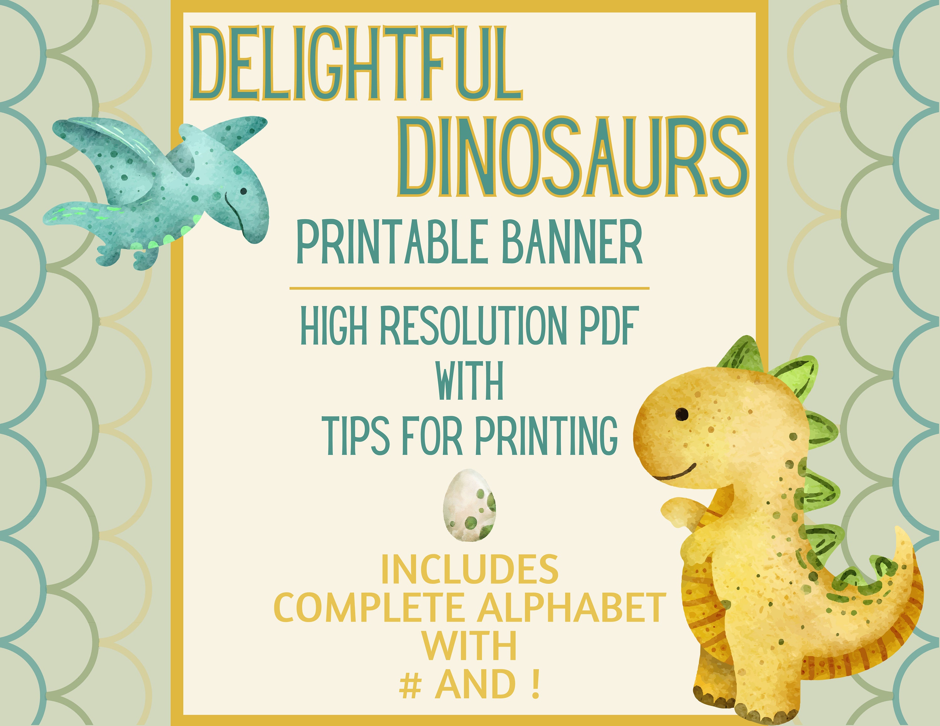 Delightful Dinosaurs Printable Banner, Dinosaur Banner, Printable Party ...