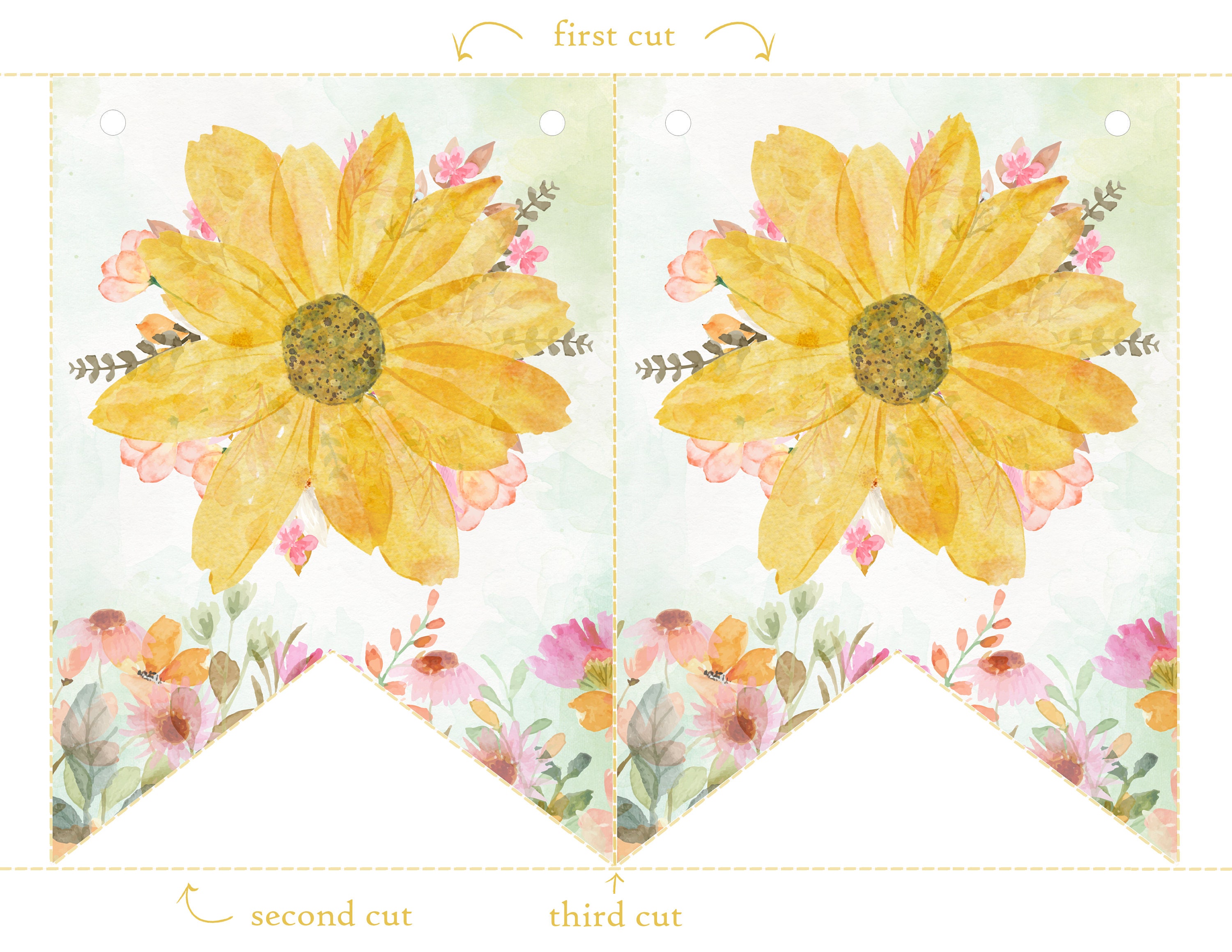 Watercolor Garden Printable Banner, Birthday Banner, Floral Banner ...