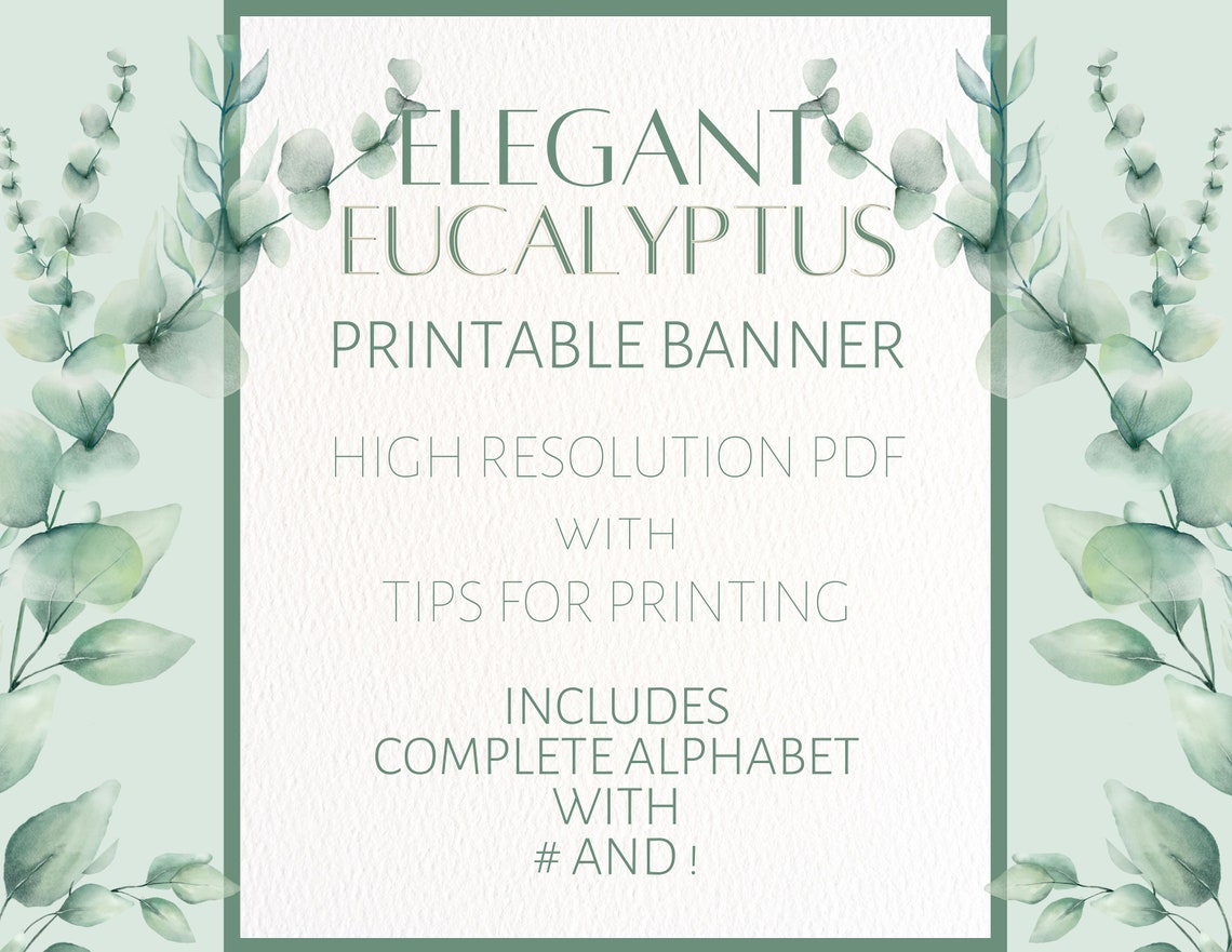 Elegant Eucalyptus Banner, Eucalyptus Printable Banner, Printable ...