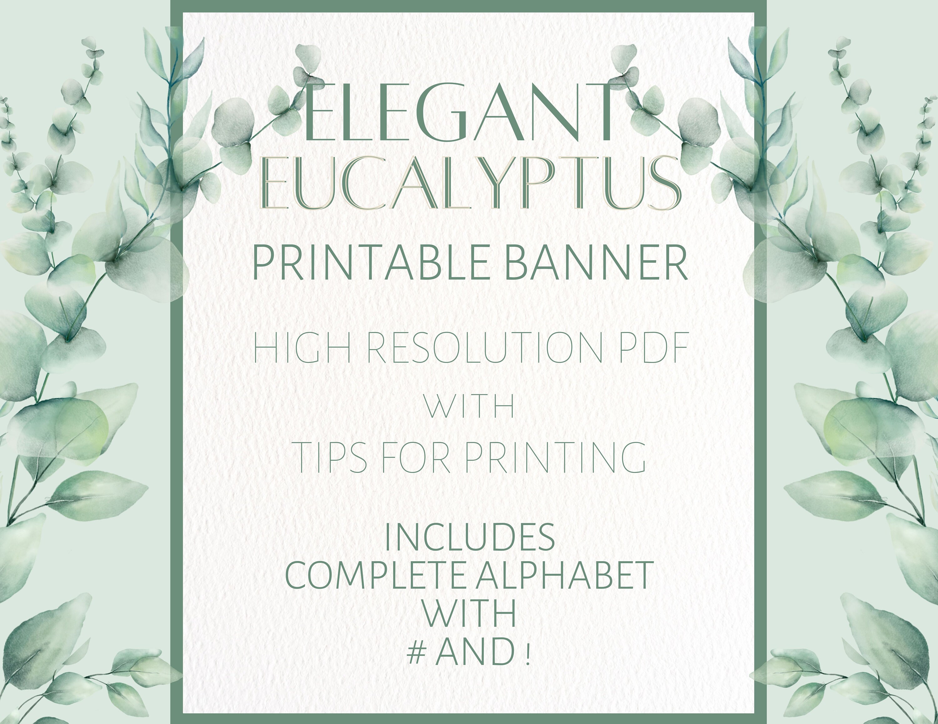 Elegant Eucalyptus Banner, Eucalyptus Printable Banner, Printable ...