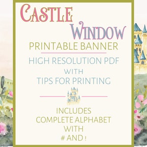 Castle Window Printable Banner, Princess Banner, Fairy Tale Banner ...