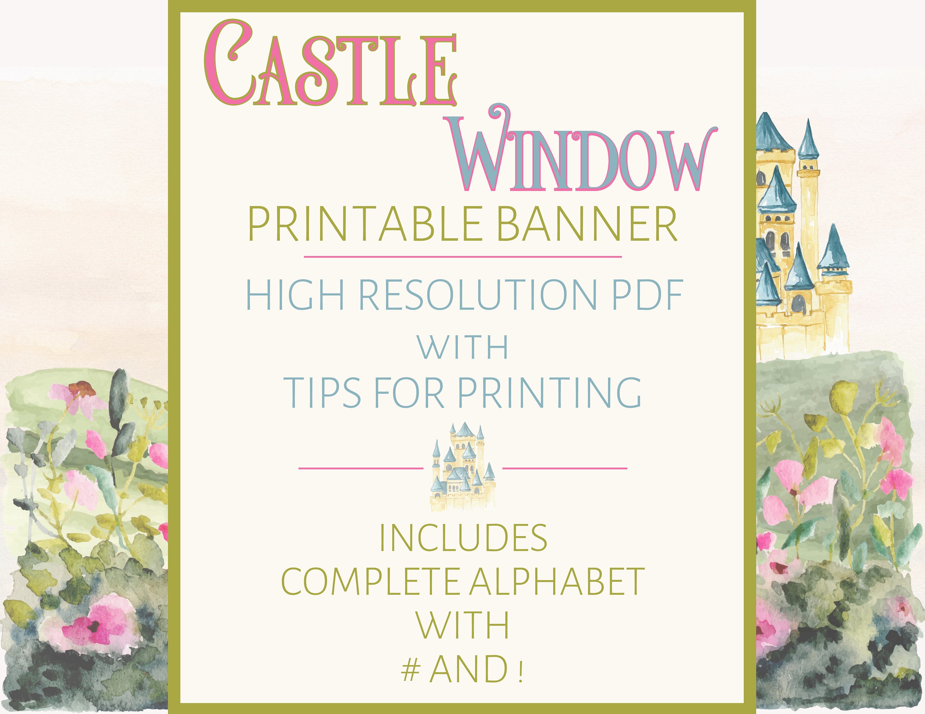 Castle Window Printable Banner, Princess Banner, Fairy Tale Banner ...