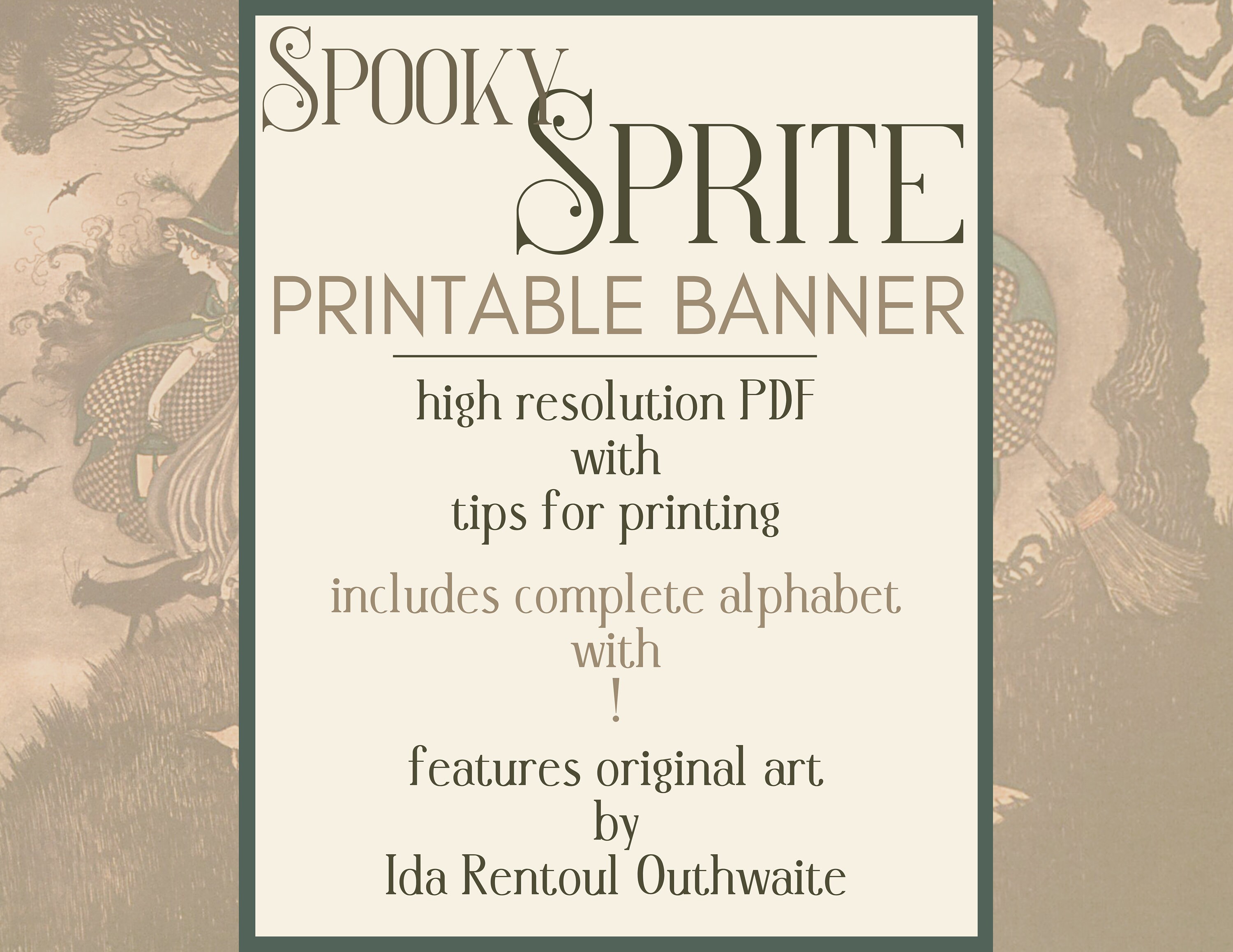 Spooky Sprite Printable Banner, Witch Fairy Banner, DIY Halloween ...