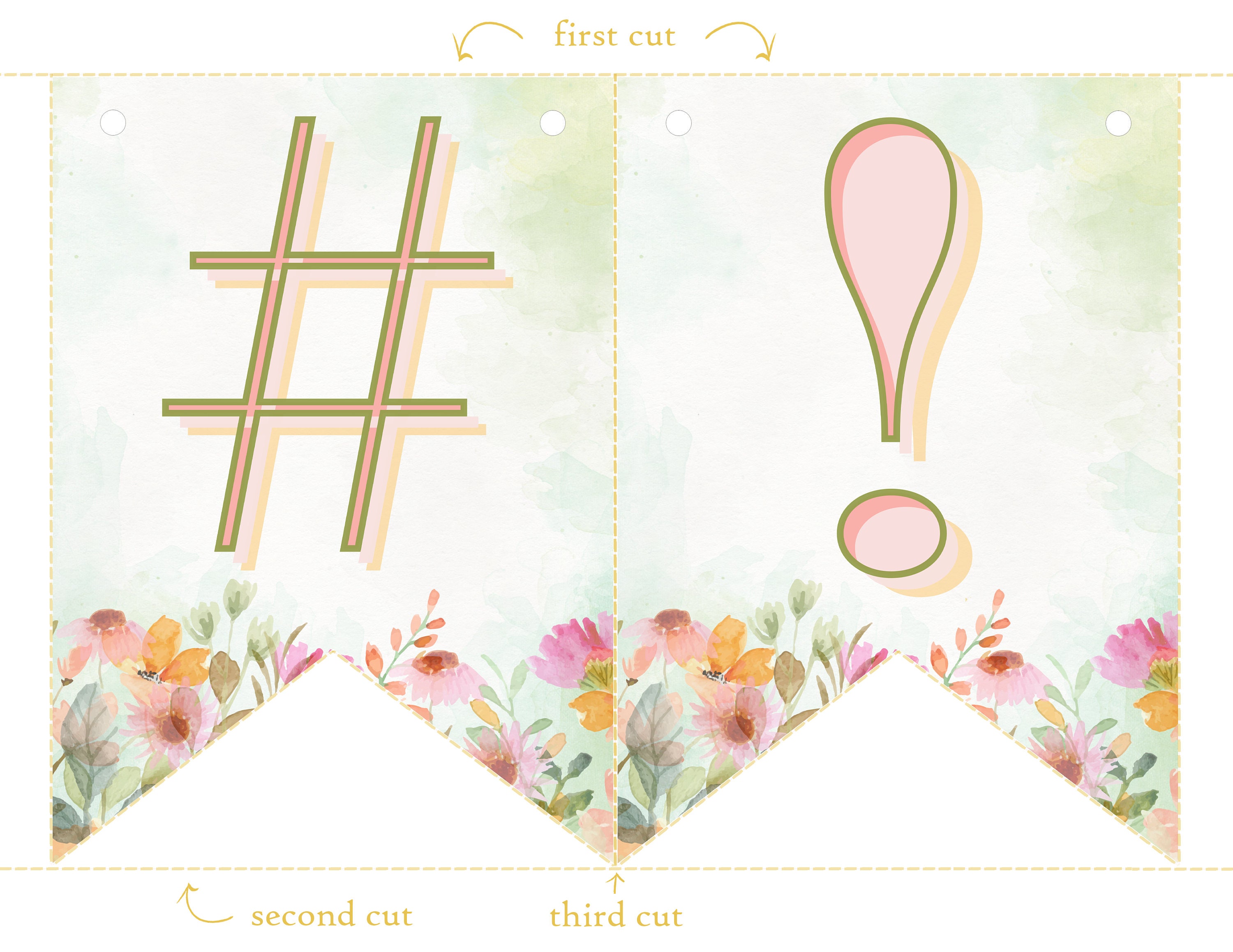 Watercolor Garden Printable Banner, Birthday Banner, Floral Banner ...