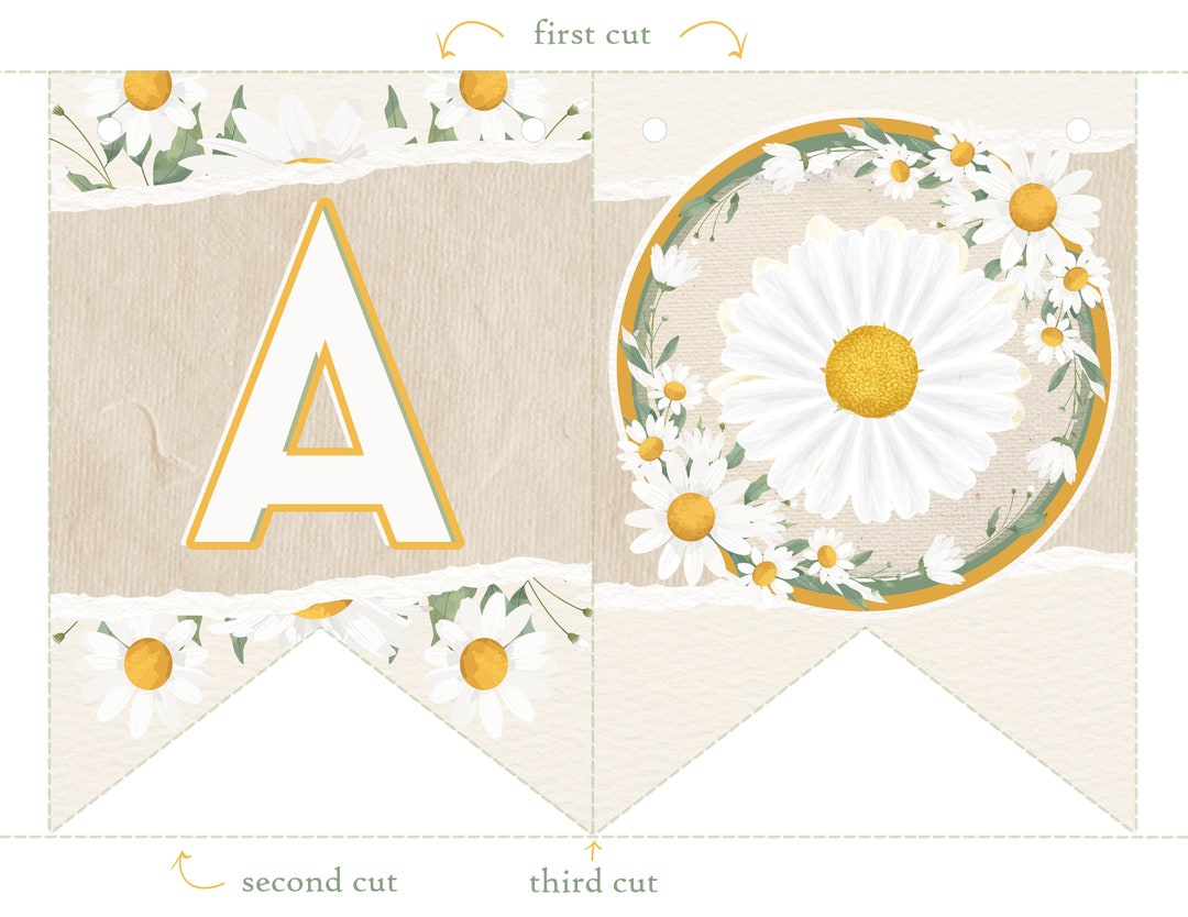 Daisy Dreams Printable Party Banner, Floral Banner, Rustic Party Decor ...