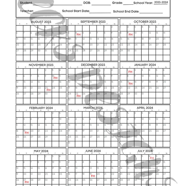 2024 Attendance Calendar - Etsy