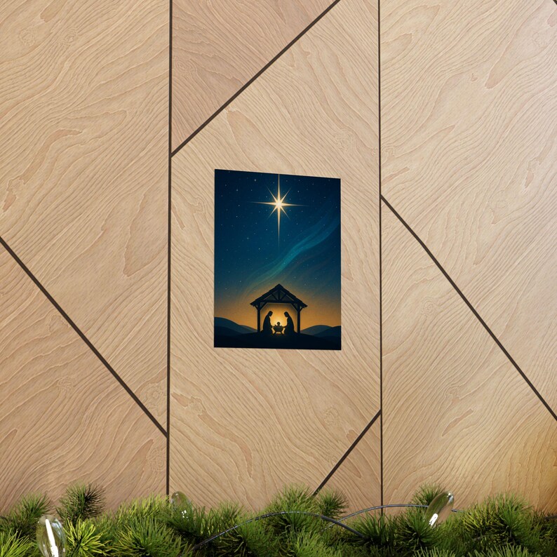 Nativity Scene Matte Vertical Posters | Christmas Manger Star Print - Etsy