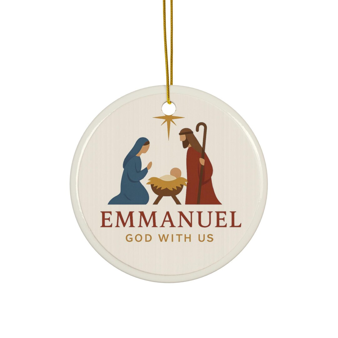 Emmanuel Nativity Illustration Ceramic Ornament | Christmas Tree ...