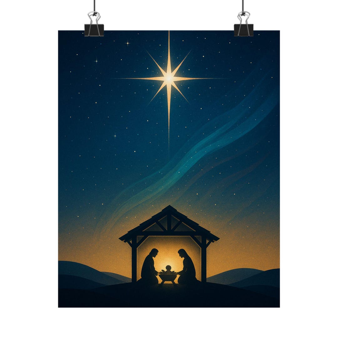 Nativity Scene Matte Vertical Posters | Christmas Manger Star Print - Etsy