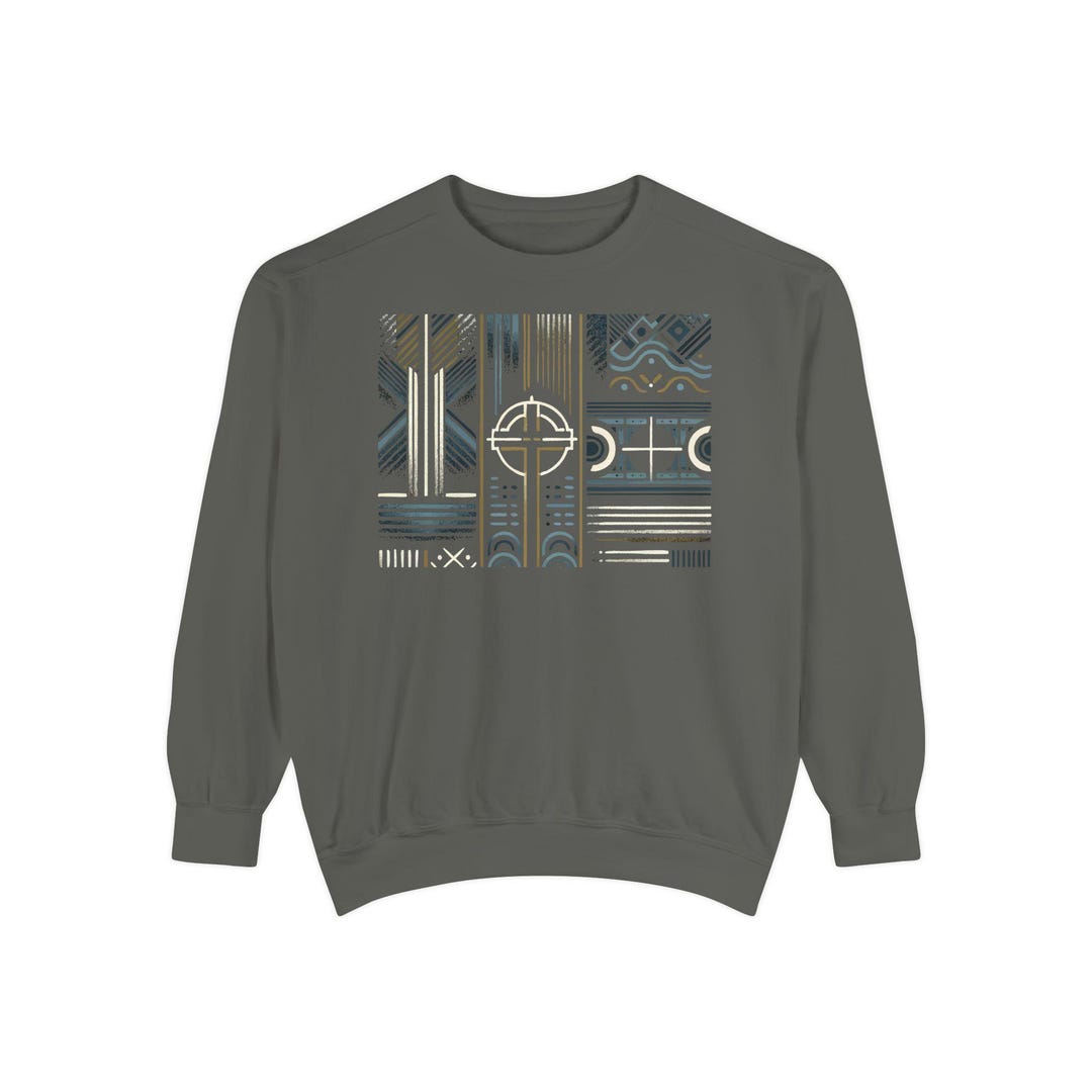 Geometric Christian Symbol Sweatshirt: Minimalist Unisex Garment-dyed ...