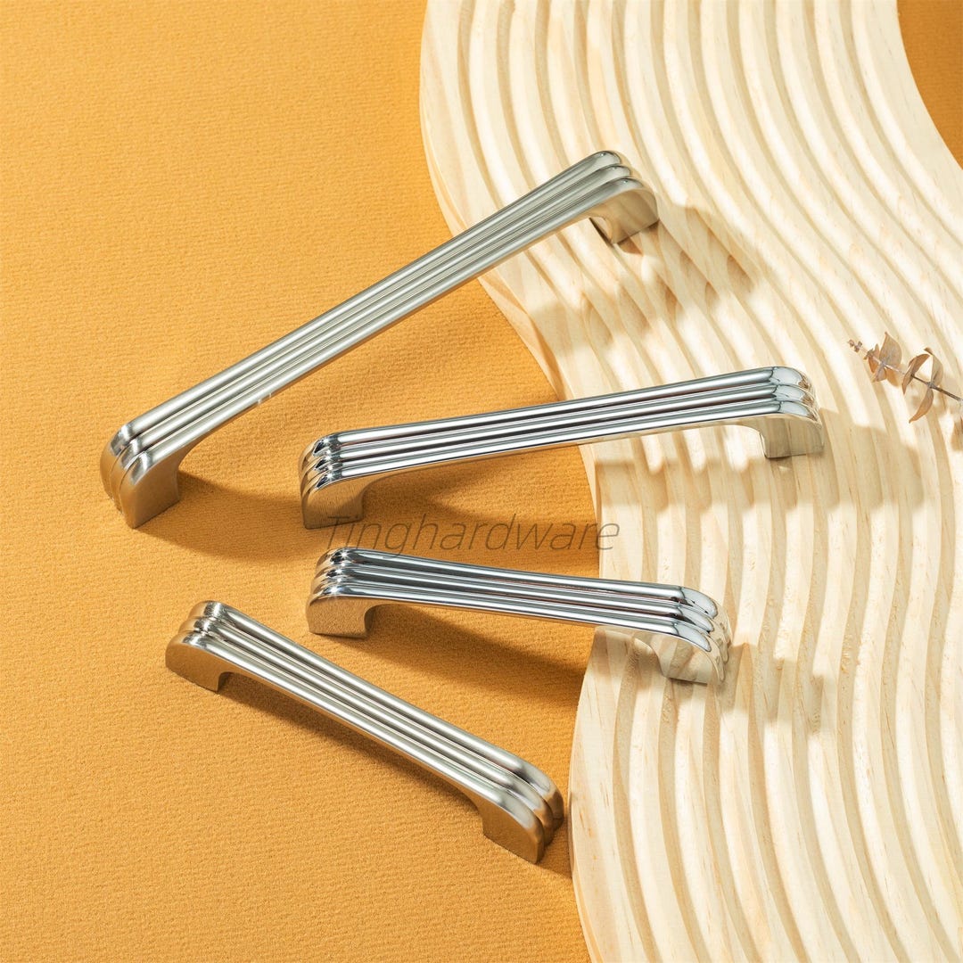 Brushed Nickel Cabinet Pull: Streamline Drawer Handle, Zinc Alloy ...