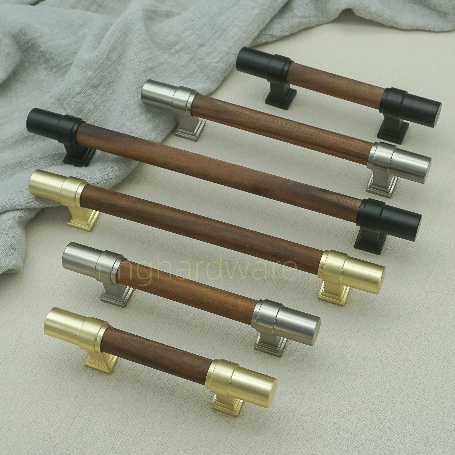 Customized Walnut Wood Drawer Pulls Knobs ,wooden Cabinet Handles ...
