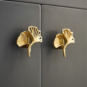 Ginkgo Drawer Knob and Pull Cabinet Knob Brass Gift Dresser Pulls Knob Cupboard Knob Drawer ...