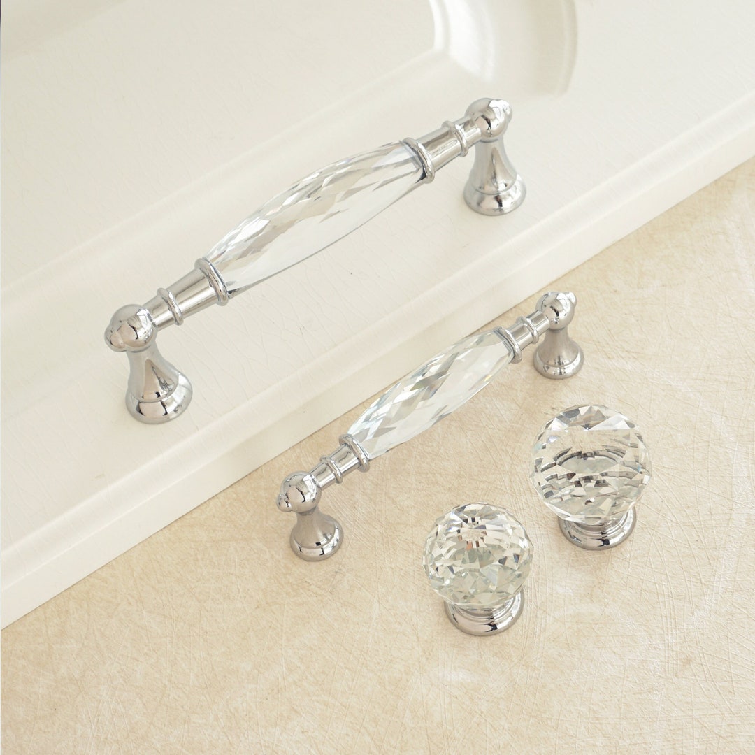 3.785crystal Glass Kitchen Door Knob Handle Drawer Pulls Knob Dresser ...