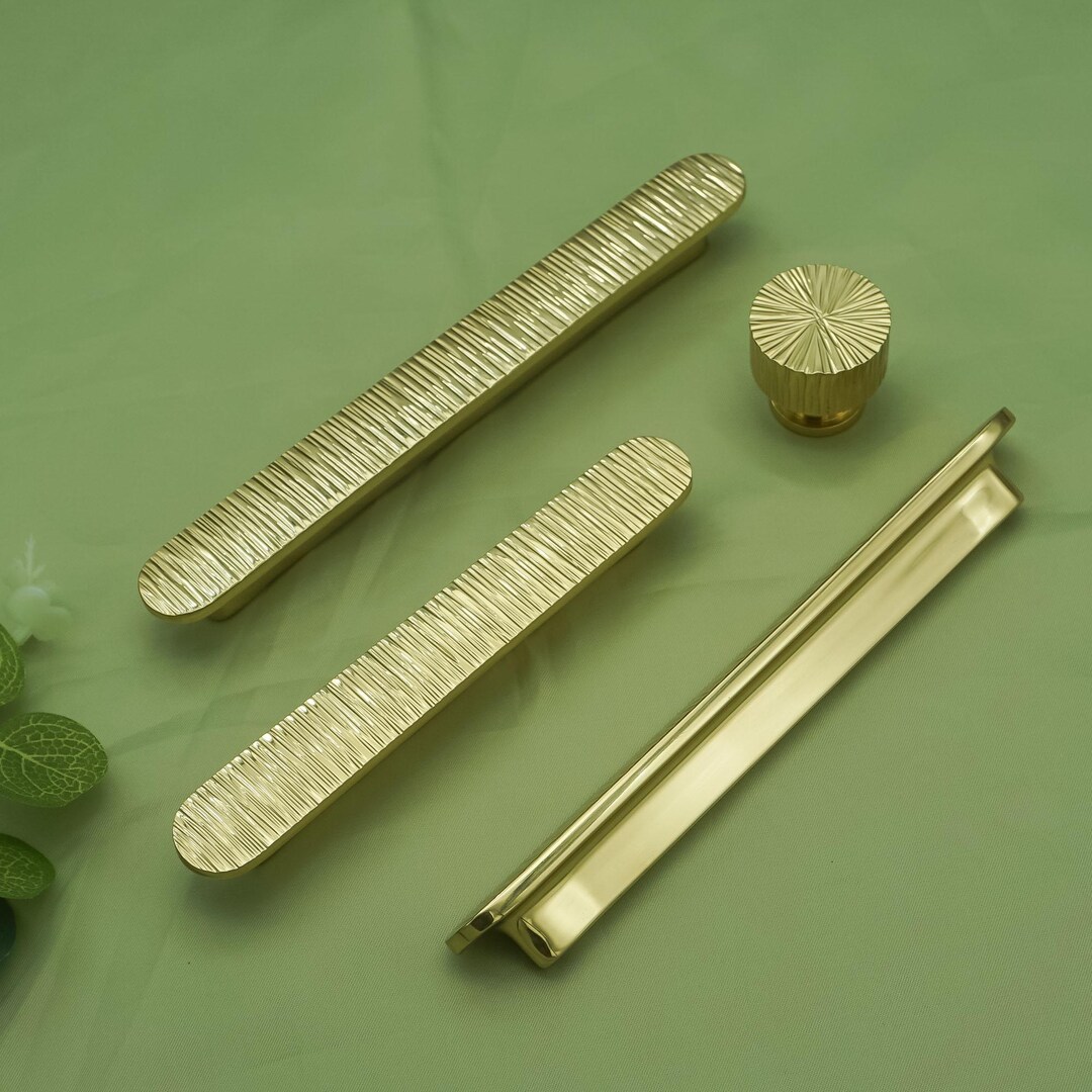 Luxury Hammered Brass Cabinet Pull: Elegant Gold Kitchen Handle, Drawer ...