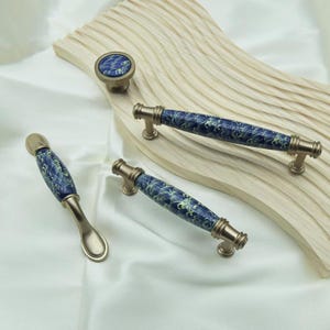 3.785ceramic Kitchen Cabinet Handle Knobs Cabinet Pulls Blue Wave ...