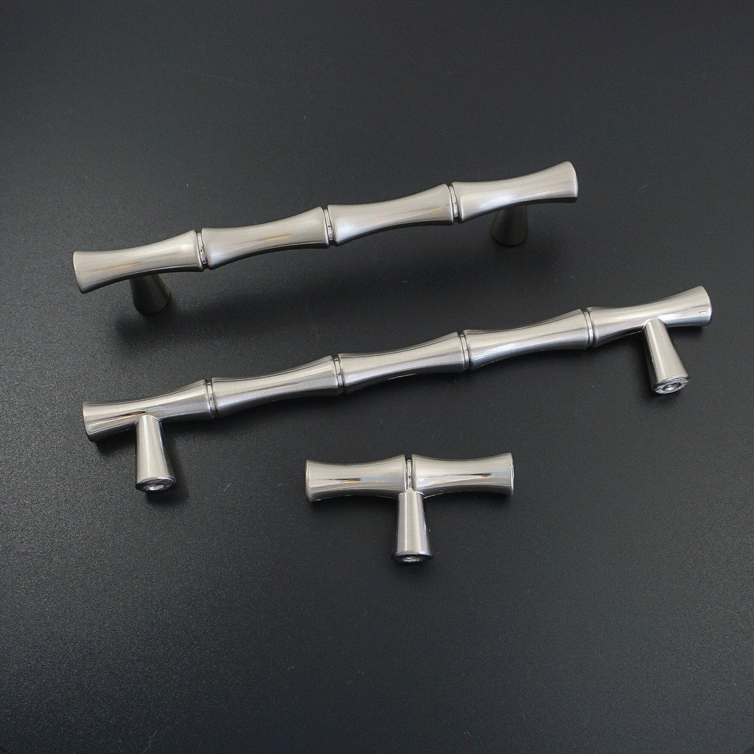 3.785brushed Nickel Kitchen Handles Unique Bamboo Drawer Pulls Knob ...