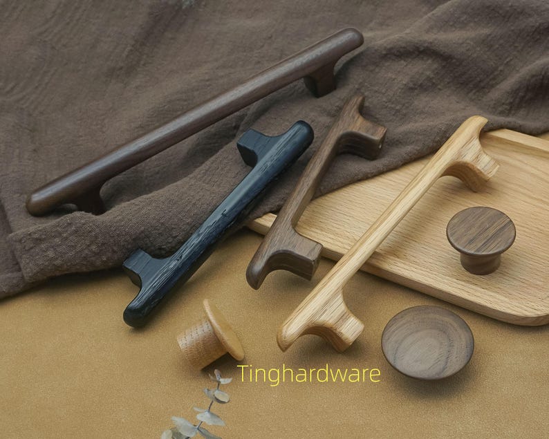 Unique Wood Cabinet Pulls ,oak Drawer Knobs Pull, Wooden Kitchen ...