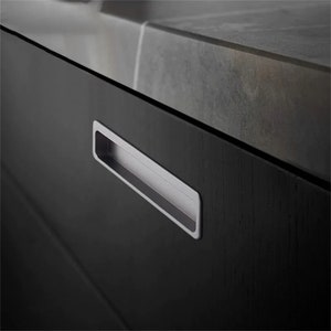 Modern Invisible Black Drawer Pull Concealed Kitchen Handle Grey ...