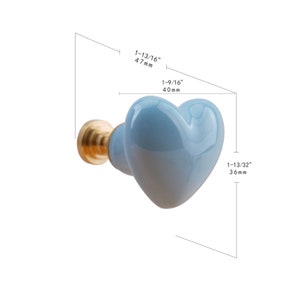 Heart Ceramic Knobs Kids Children Drawer Knobs With Brass Base / Knobs for Ikea Drawers ...