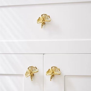 Ginkgo Drawer Knob and Pull Cabinet Knob Brass Gift Dresser Pulls Knob Cupboard Knob Drawer ...