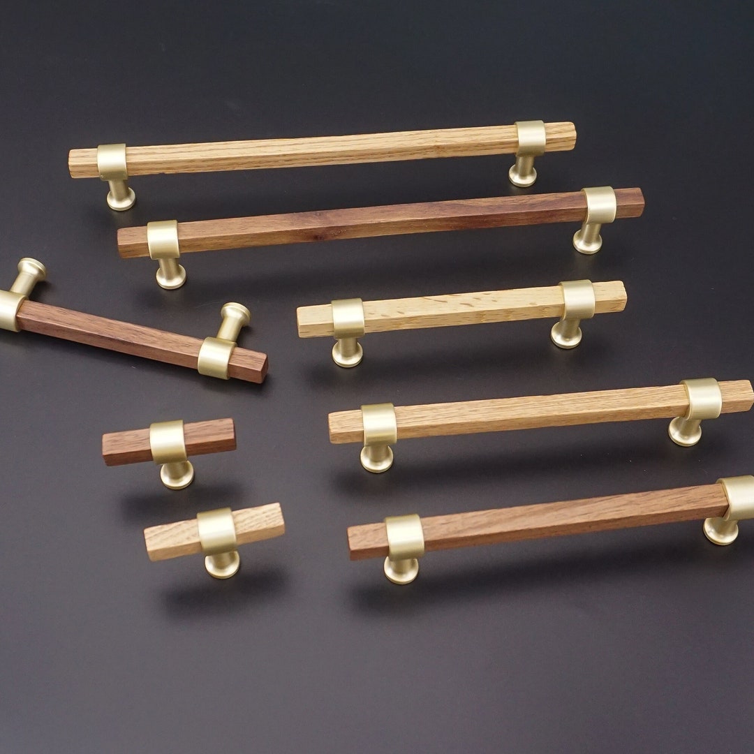 Beech Walnut Wood Drawer Pull Knob Kitchen Knob Handle Drawer Knob ...