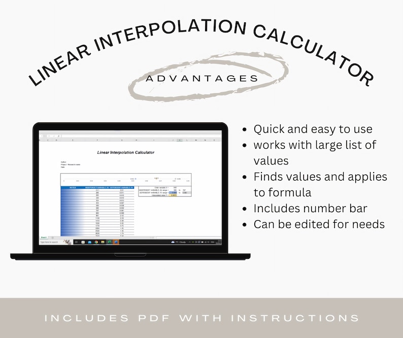Linear Interpolation Calculator Excel Spreadsheet | Quick and Easy to ...