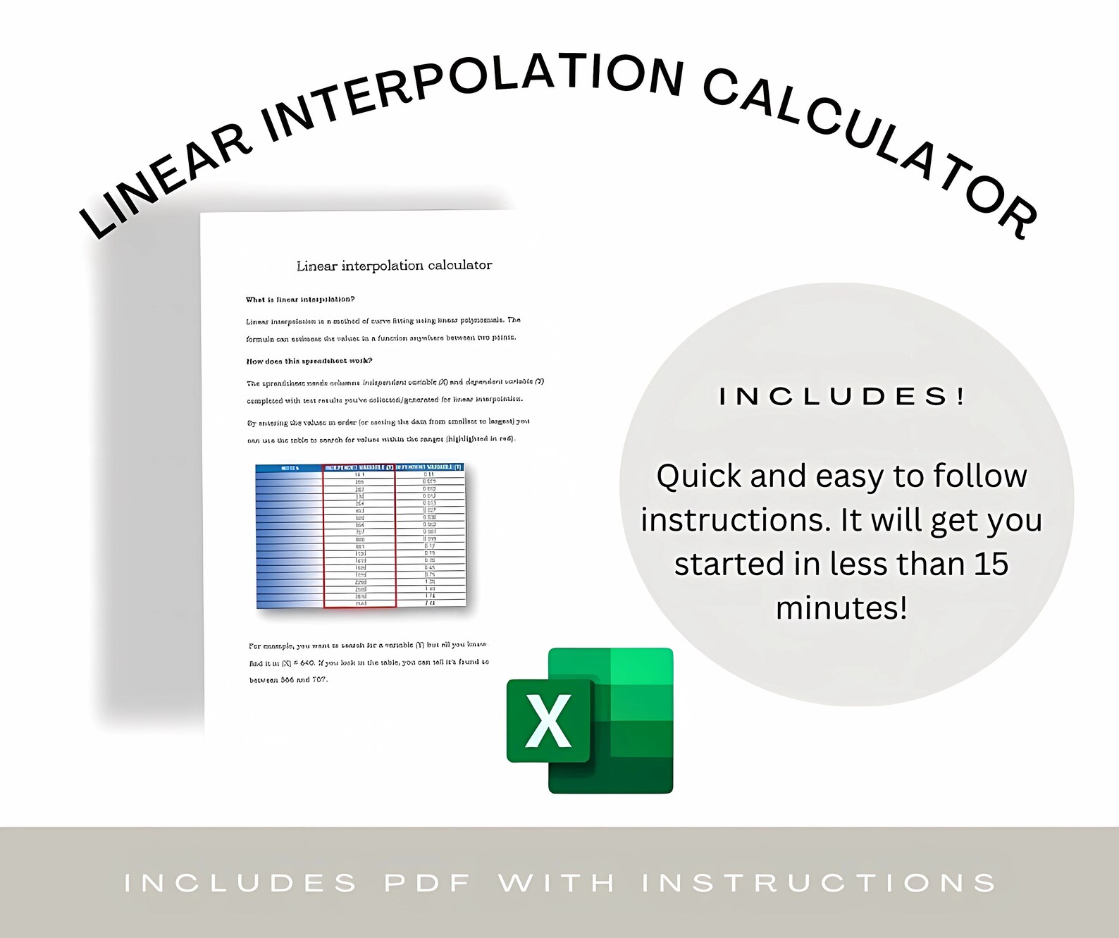Linear Interpolation Calculator Excel Spreadsheet | Quick and Easy to ...