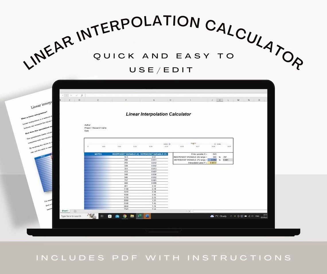 Linear Interpolation Calculator Excel Spreadsheet | Quick and Easy to ...