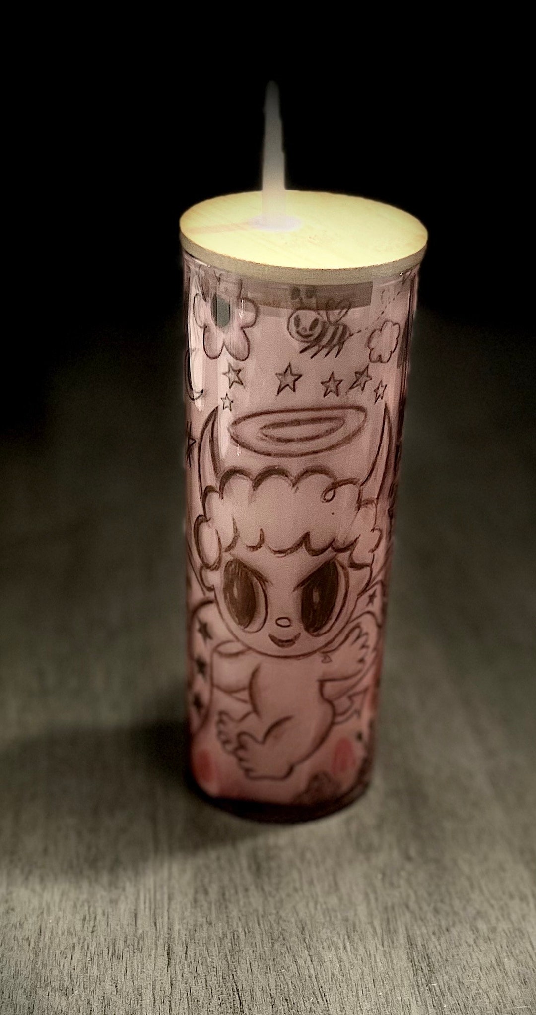 Karol G Design on a 25 Oz Glass Bamboo Lid Cup. - Etsy