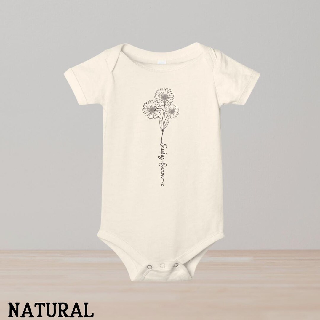 Custom Birth Flower Onesie, Floral Baby Bodysuit, Cute Baby Shower Gift ...