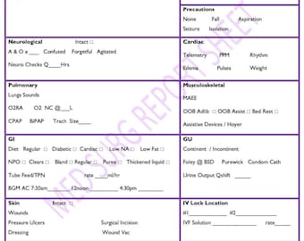 Nursing Report Sheet 4 Patients - Etsy