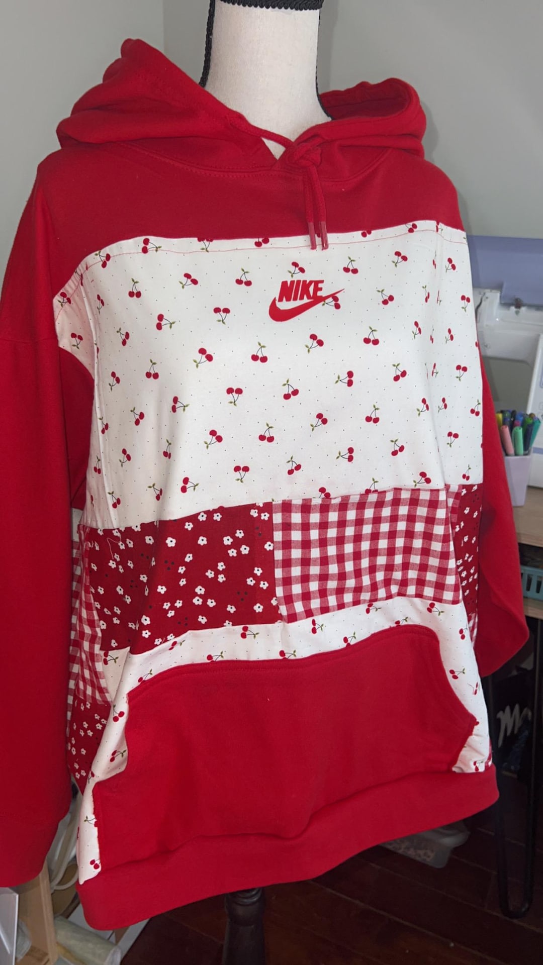 Cherry Blossom Upcycled Rework Hoodie | Thrifted Upcycled Top | One of ...