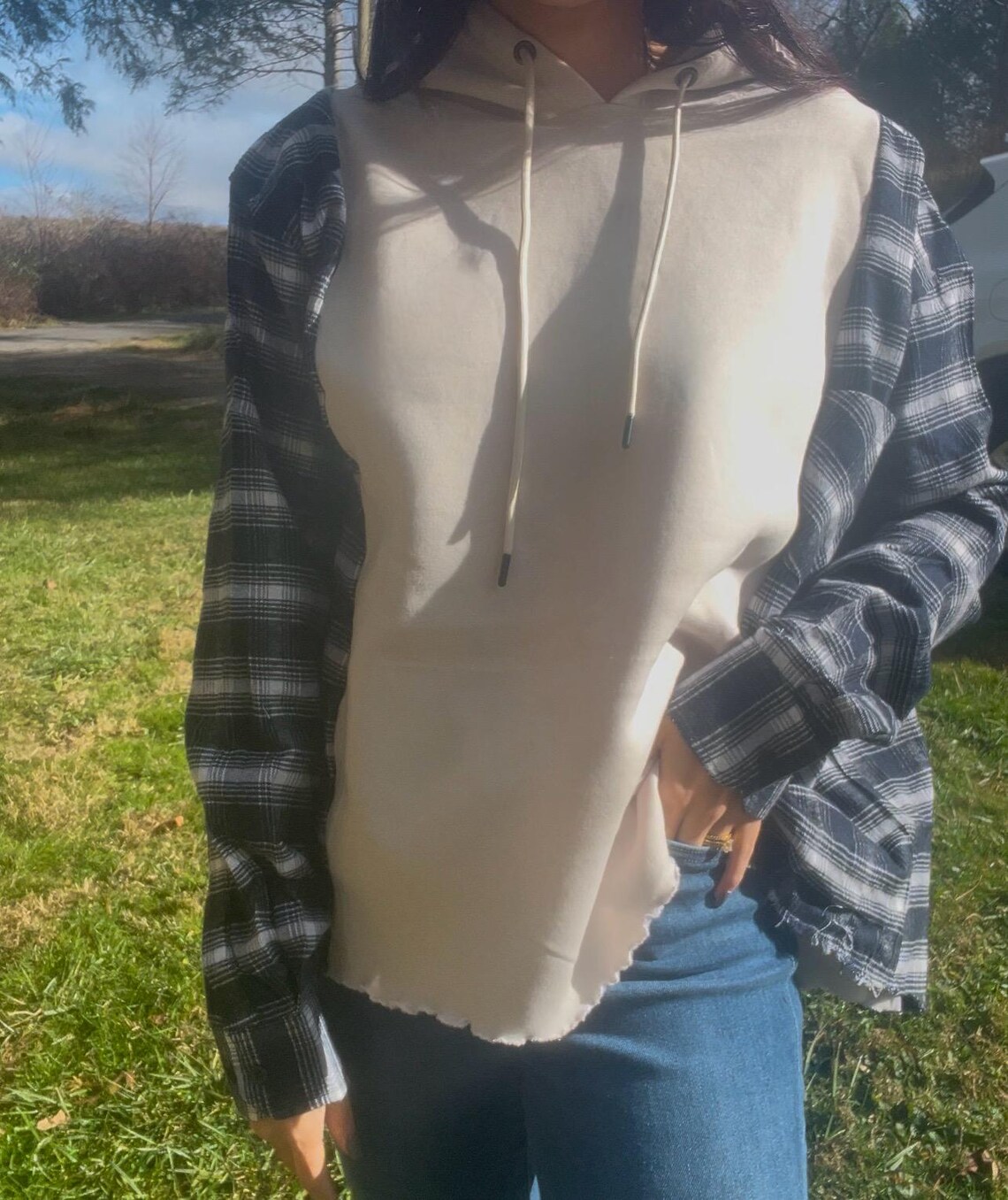 Upcycled Rework Flannel and Hoodie Thrifted Upcycled Top One of a Kind ...