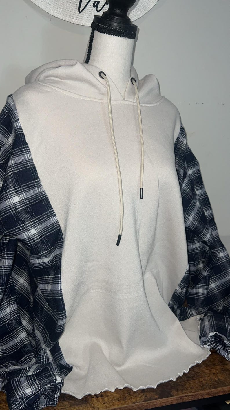 Upcycled Rework Flannel and Hoodie Thrifted Upcycled Top One of a Kind ...