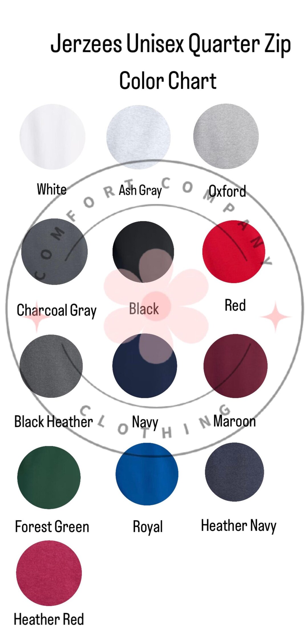 Jerzees Quarter Zip/cadet Collar Color Chart - Etsy